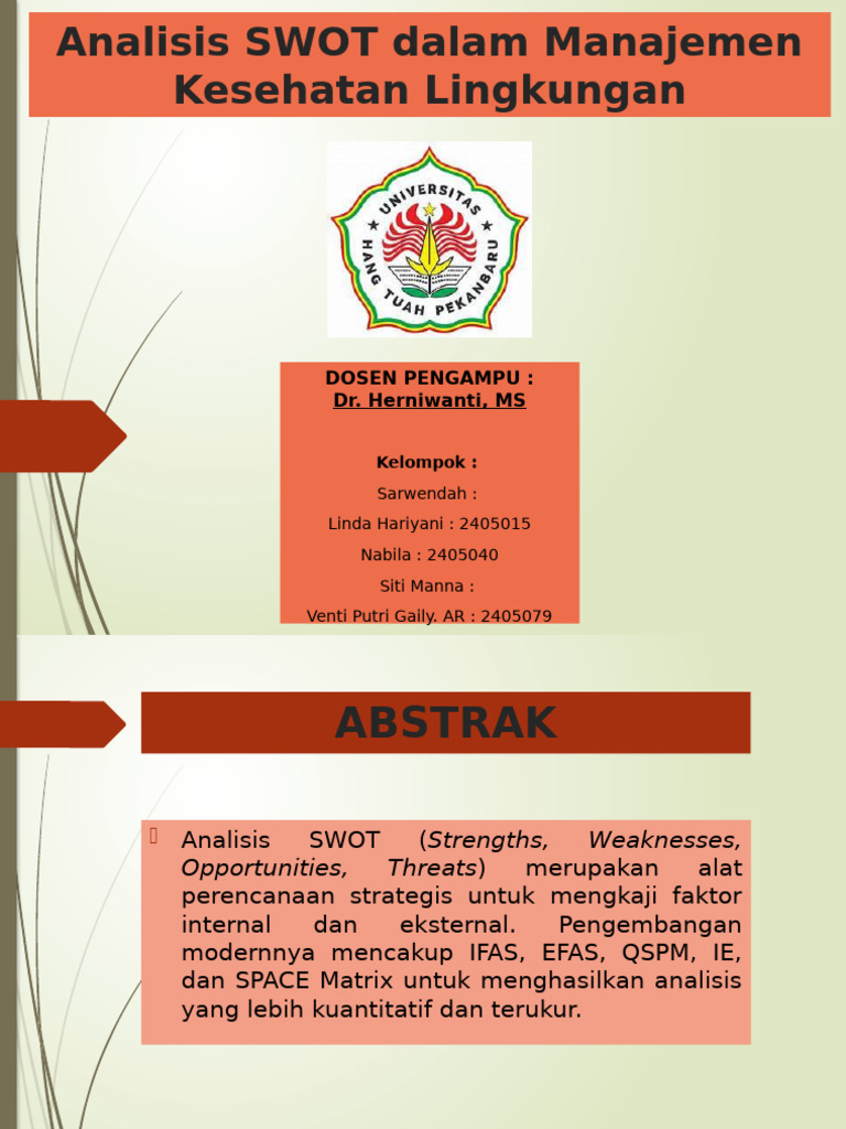 Analisis SWOT Manajemen Kesling | PDF