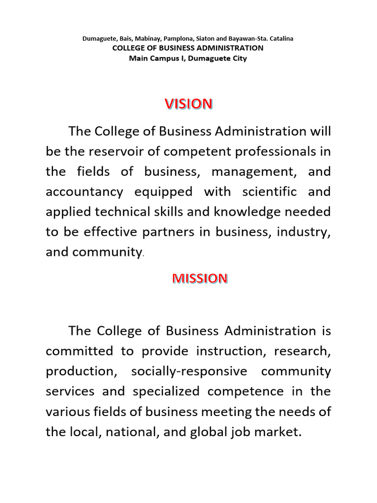 College Vision and Mission | PDF