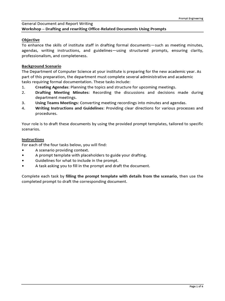 Workshop - Drafting and Rewriting Office-Related Documents - W | PDF ...
