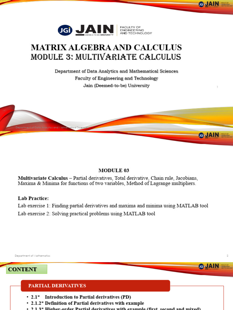 Module-3 Multivariate Calculus 14-11-2025 | PDF | Derivative | Function (Mathematics)