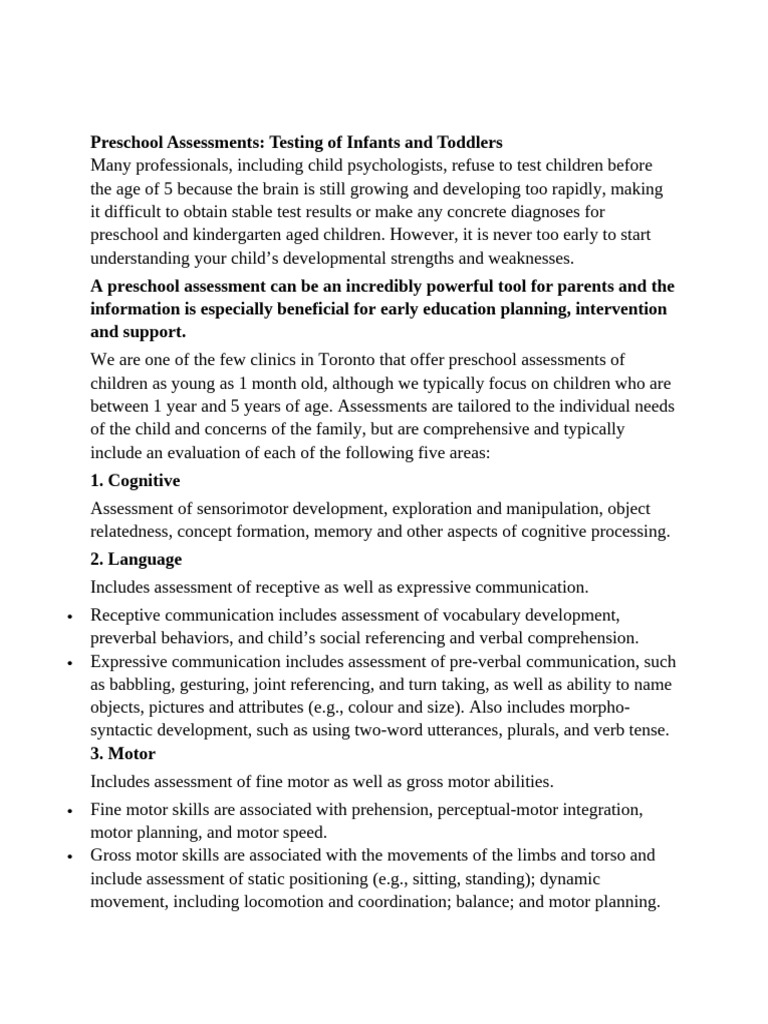 Preschool Assessments in Psychological Testing | PDF | Intellectual ...