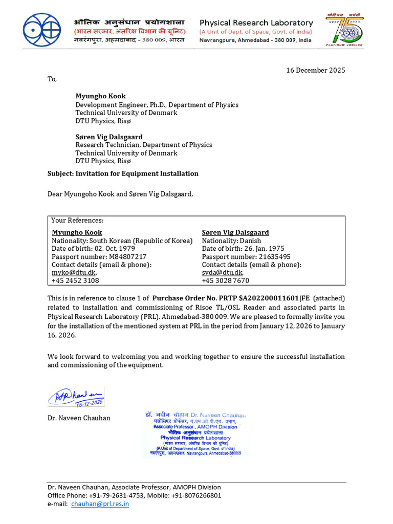 Invitation for Equipment Installation | PDF