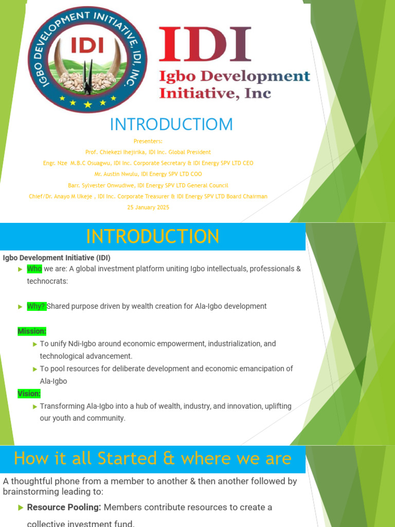 Introduction of Igbo Development Initiative (IDI INC) to Global Igbo ...