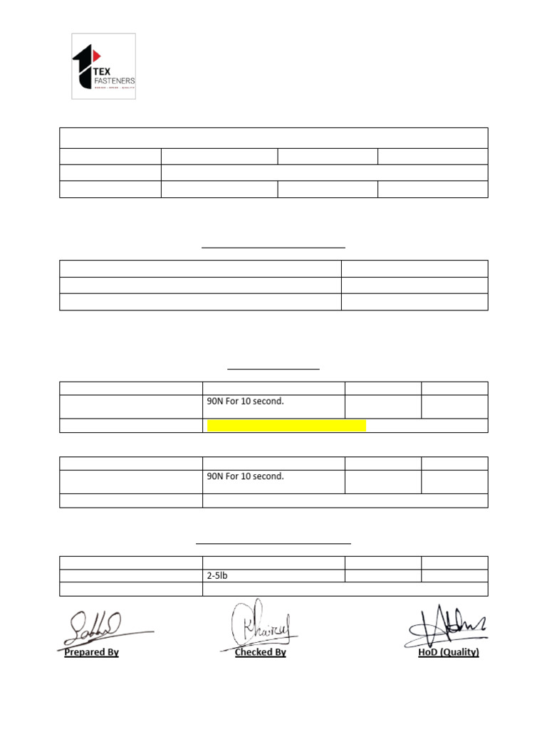 In-House Test Report for Prong Snap | PDF
