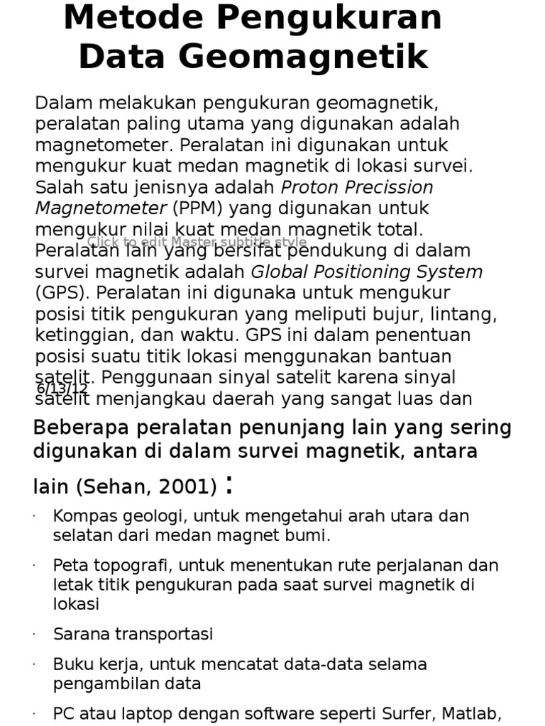 Metode Pengukuran Data Geomagnetik | PDF | Metode & Bahan Ajar | Sains ...