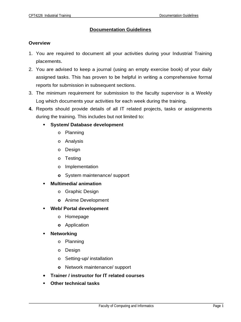 Industrial Training Documentation Guide | PDF | Computer Science ...