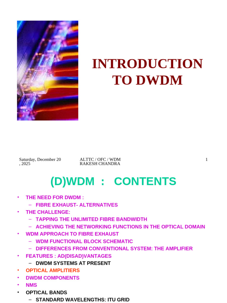 DWDM_intro | PDF | Wavelength Division Multiplexing | Fiber Optic ...