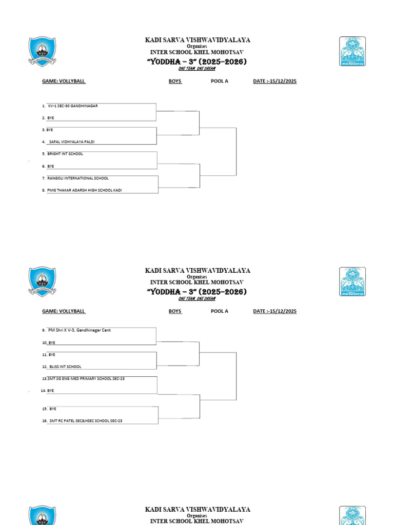 Kadi Volleyball Inter School Tournament 2025 | PDF | Chess Openings | Chess