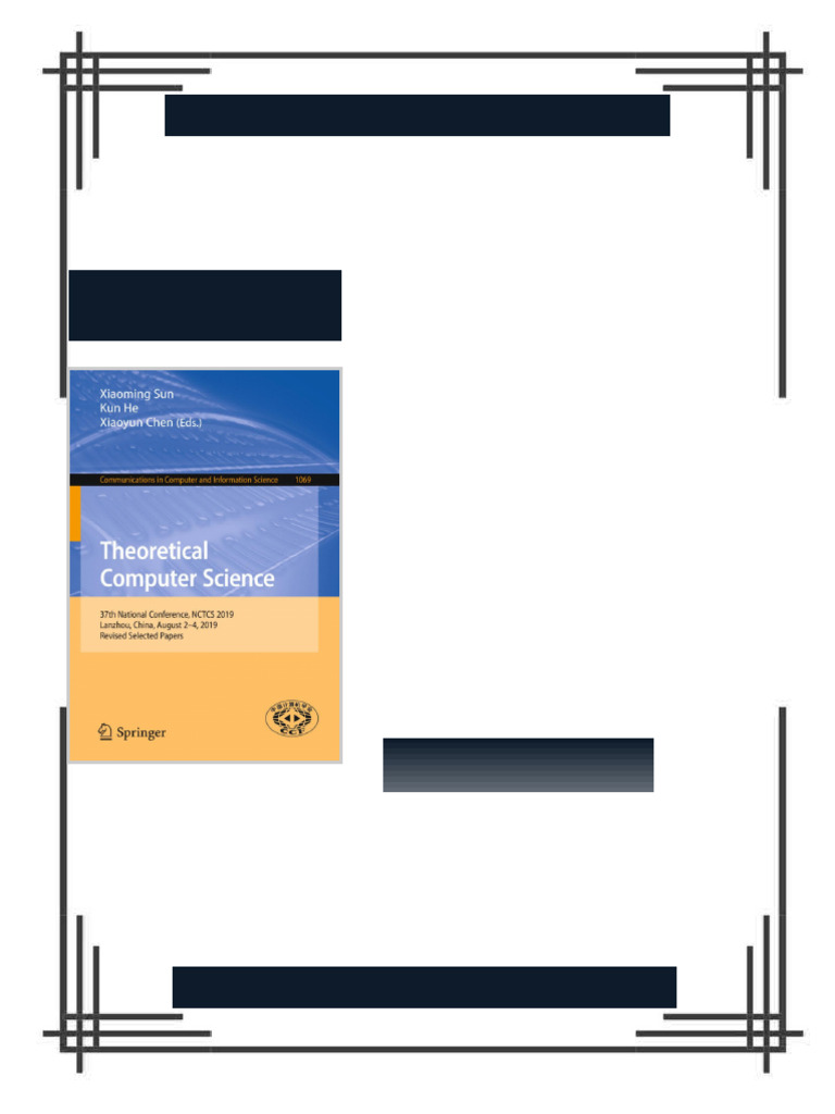 Theoretical Computer Science 37th National Conference NCTCS 2019 ...