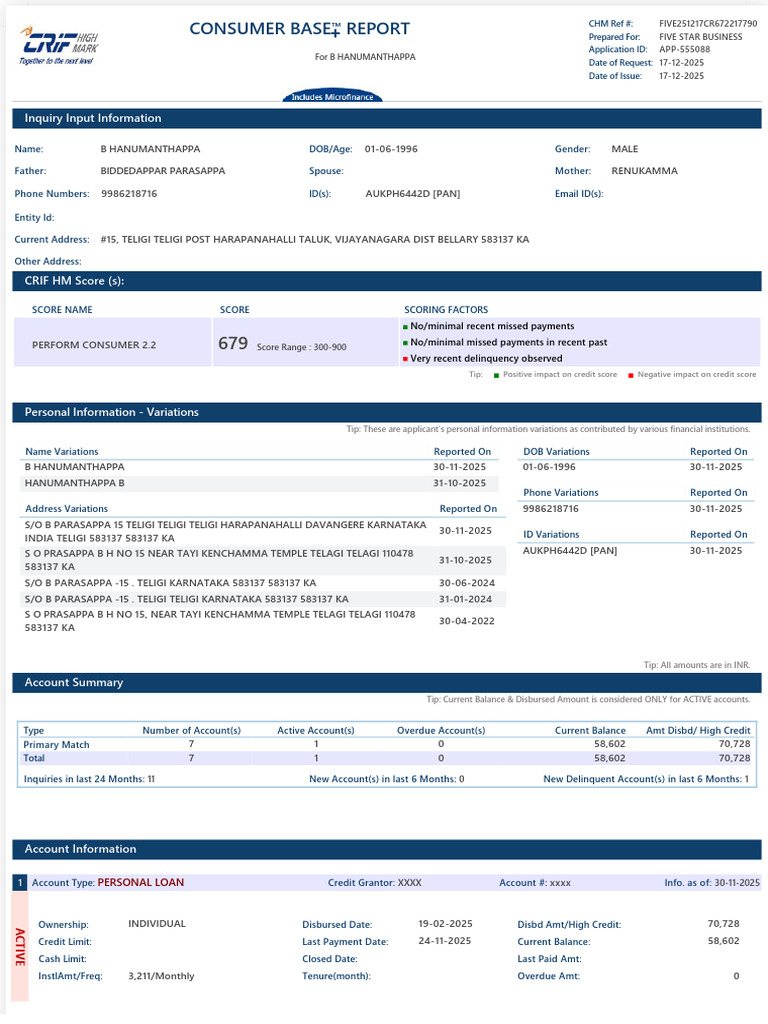 File - Auto Generated - HighMark Report APP-555088 B HANUMANTHAPPA ...