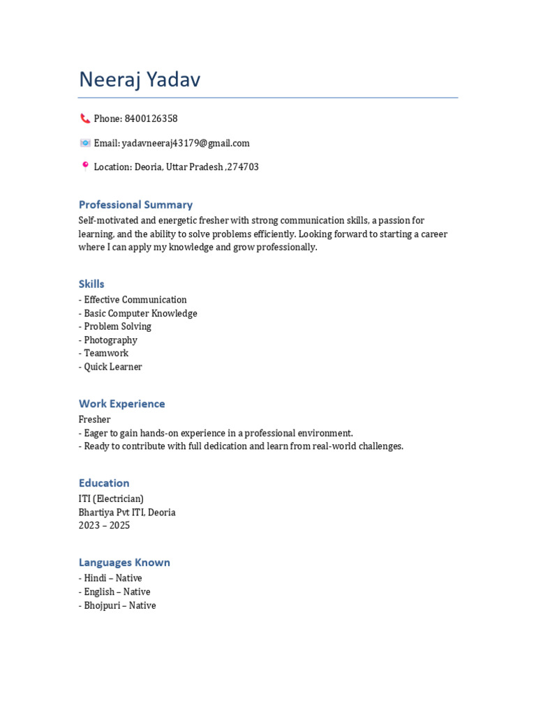 Neeraj Yadav Resume-1 | PDF