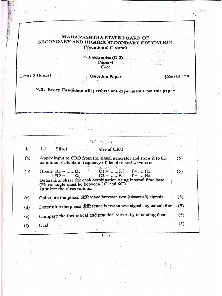 Electronics Part 1 Practical Slips | PDF