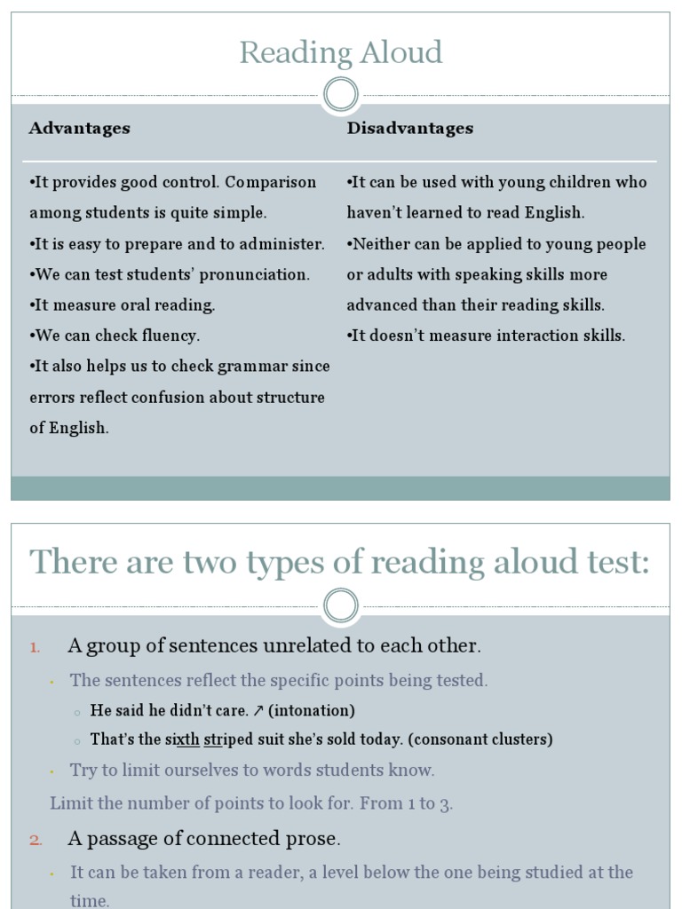 Reading Aloud: Advantages Disadvantages | PDF
