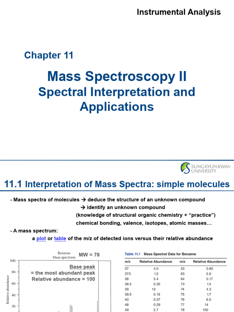 Mass Spectroscopy: Spectrum Analysis Guide | PDF | Molecules | Mass ...