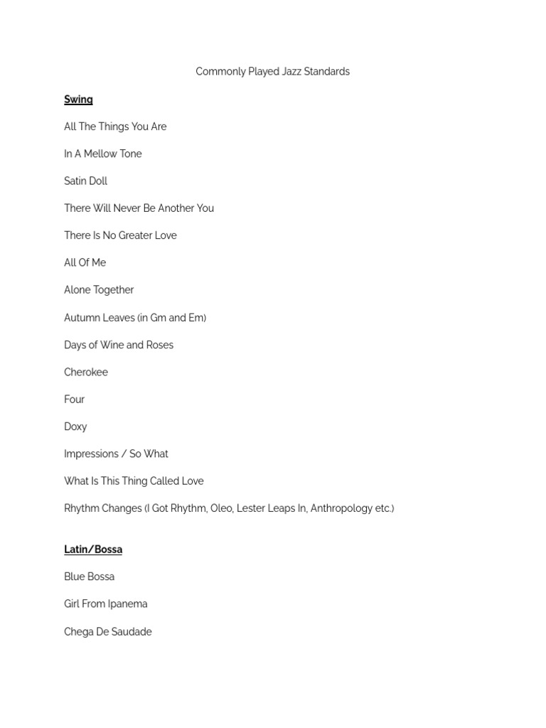 Commonly Played Tunes List | PDF