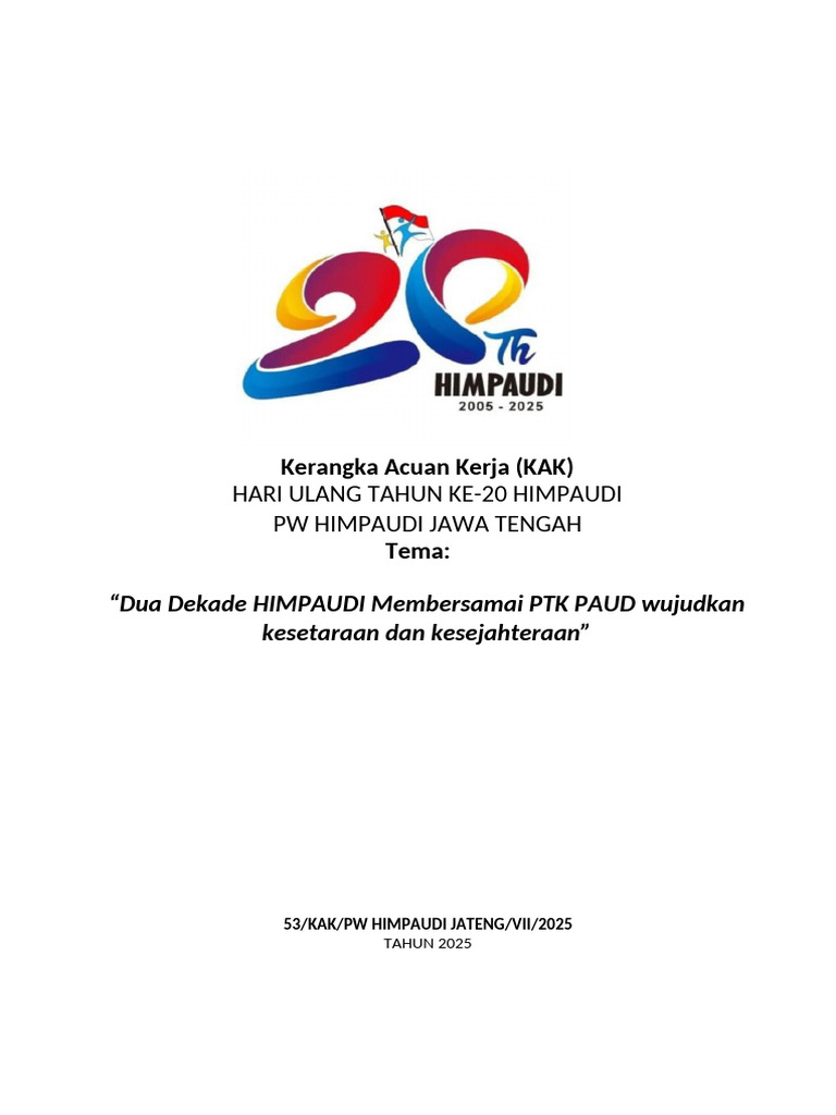 HUT ke-20 HIMPAUDI: Kesetaraan PAUD | PDF