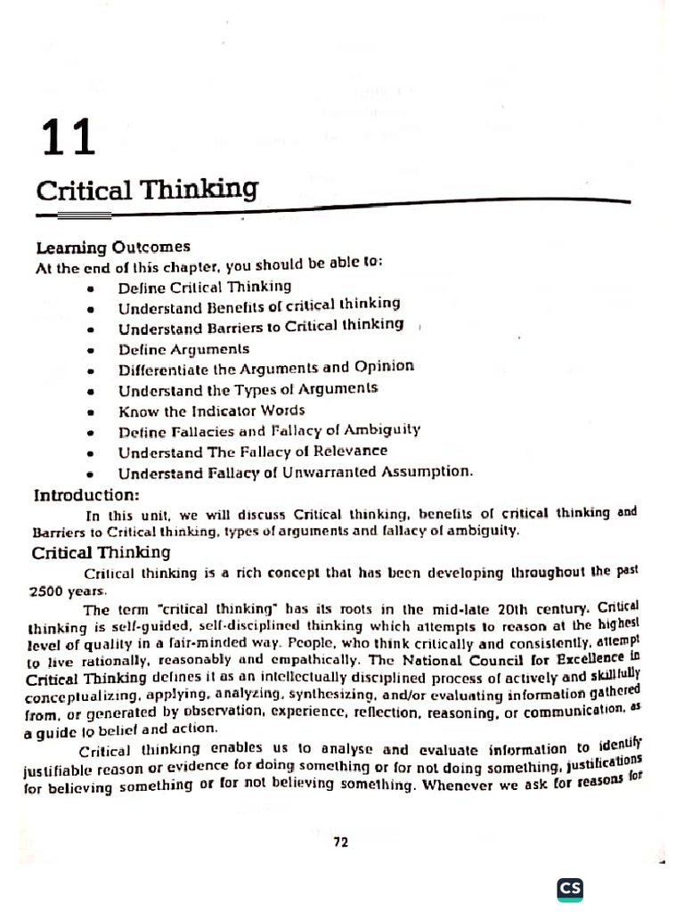 Unit 02 - Critical Thinking Skills | PDF