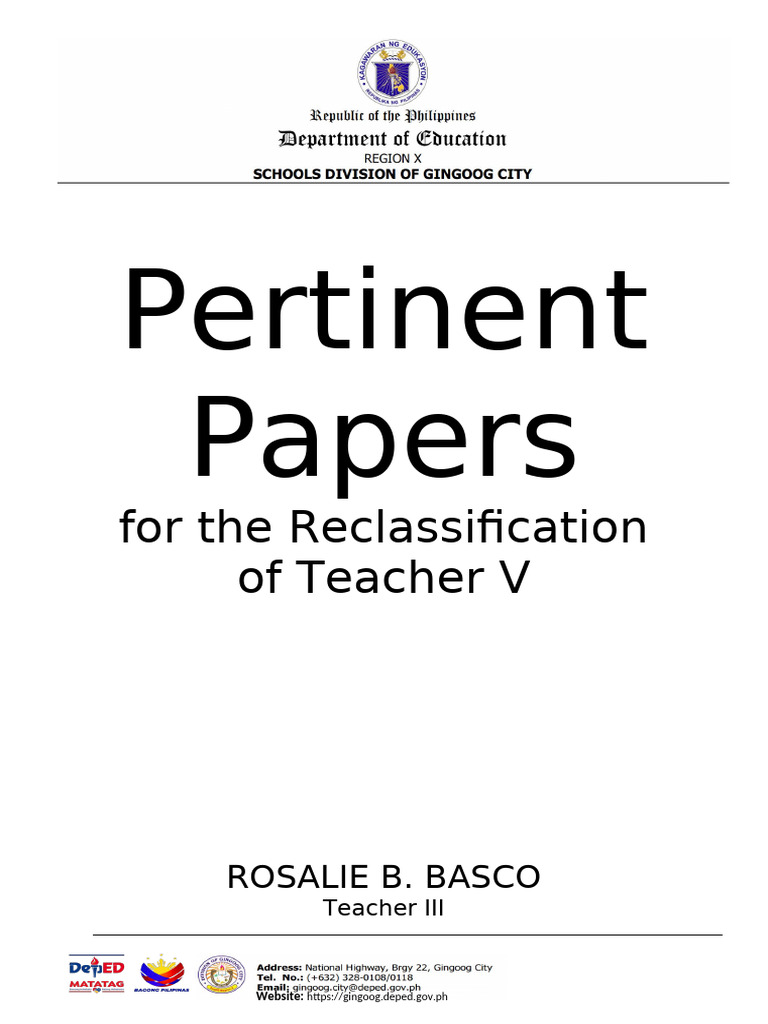 Pertinent Papers for Reclass | PDF