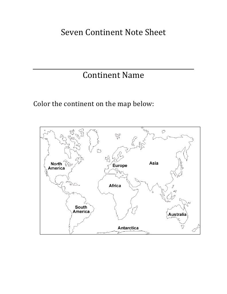 Seven Continents Activity Sheet | PDF | Art