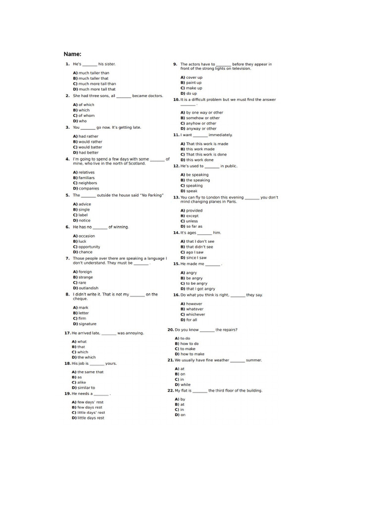 Intermediate Test | PDF
