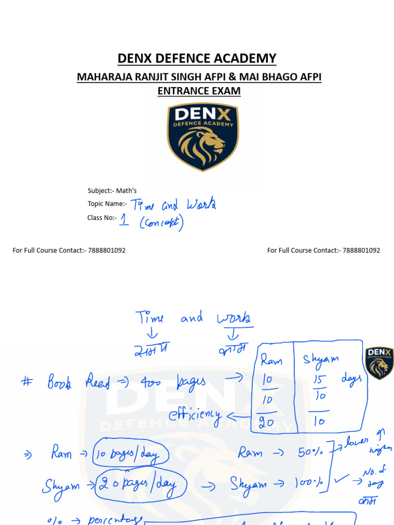 Maths Class Time and Work 1 | PDF