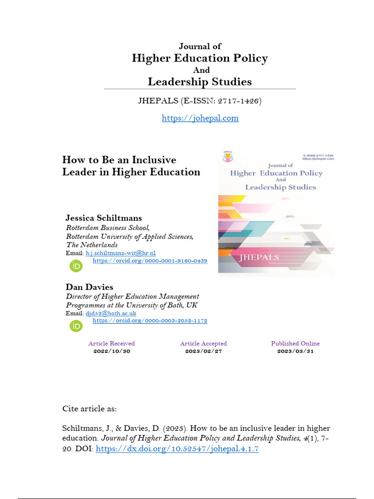 How to Be an Inclusive Leader in Higher Education | PDF | Leadership ...