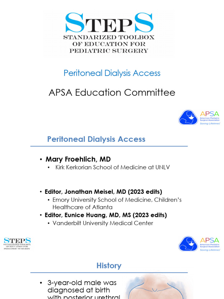 Pediatric Peritoneal Dialysis Access Guide | PDF | Peritoneum ...