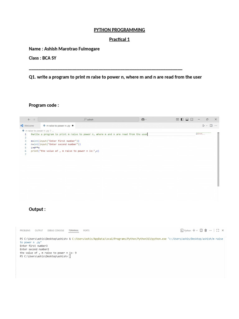 Python Programming Practicals | PDF