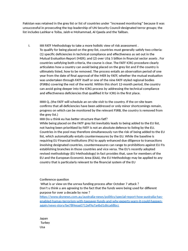Pakistan's Grey List Status Explained | PDF | Money Laundering | Taxes