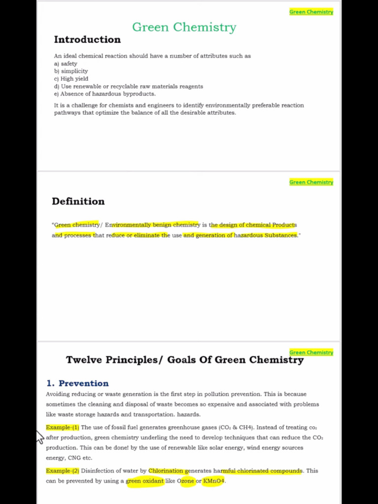 Green Chemistry | PDF | Green Chemistry | Chemistry