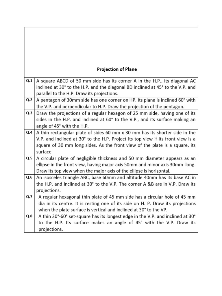 Assignment 5 Projection of Plane | PDF