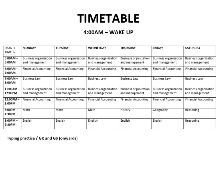 Timetable | PDF