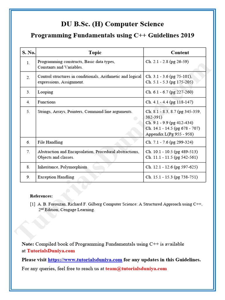 C++ Guidelines and Practical List - TutorialsDuniya | PDF