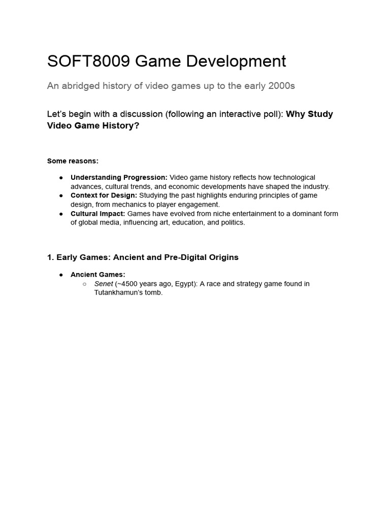 History of Video Games: 2000s and Earlier | PDF | Nintendo | Video Game ...