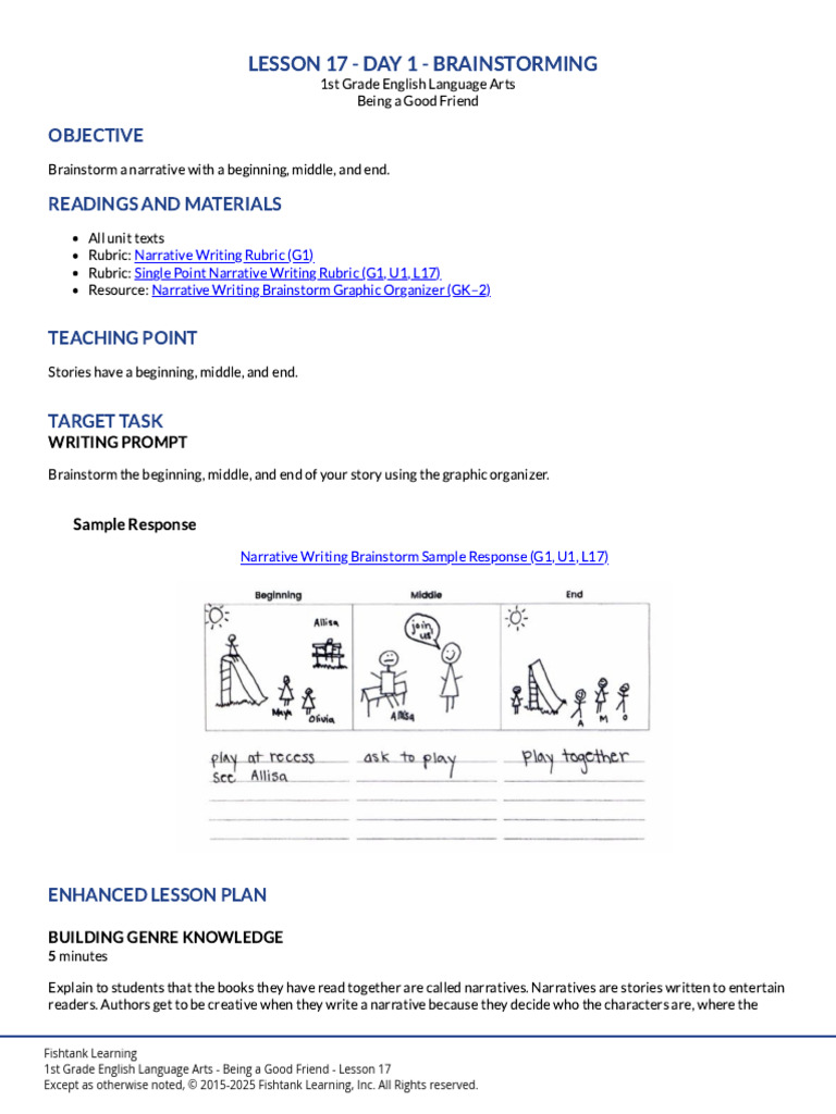 1st Grade Narrative Writing Guide | PDF | Narrative | Word