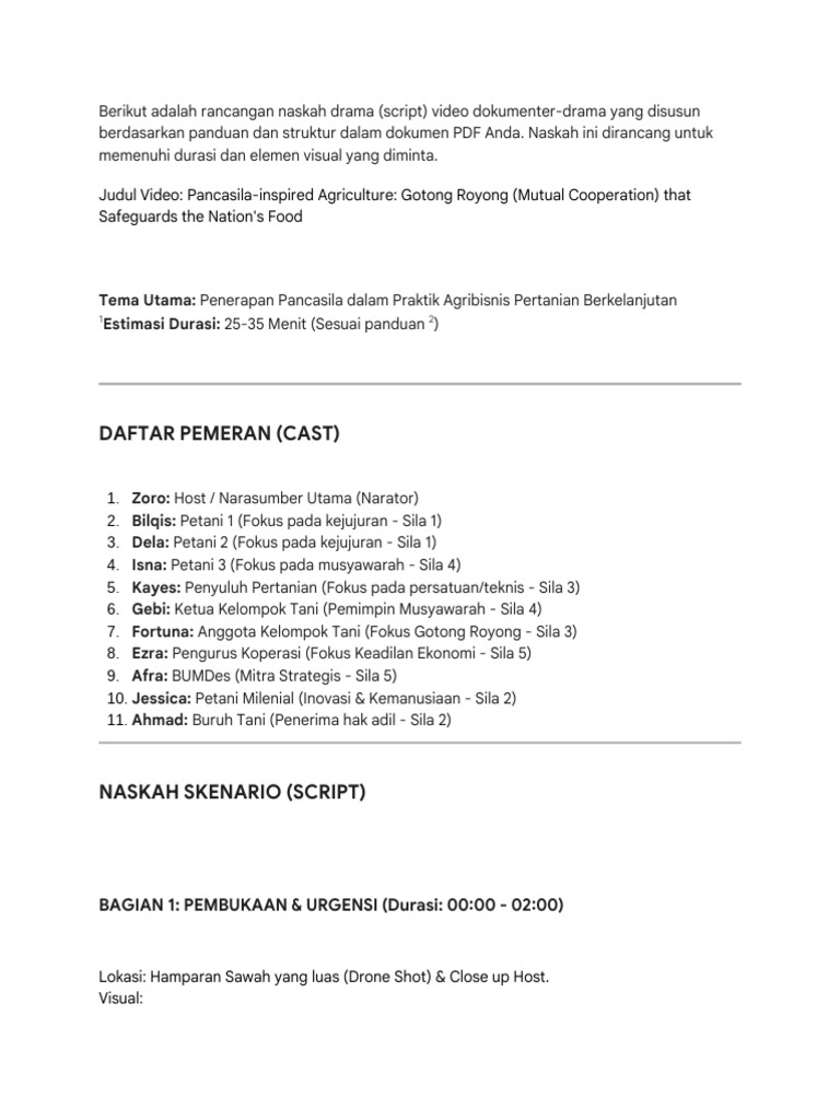 Buatkan Dialog Dan Script Drama Yang Mengangkat t... | PDF