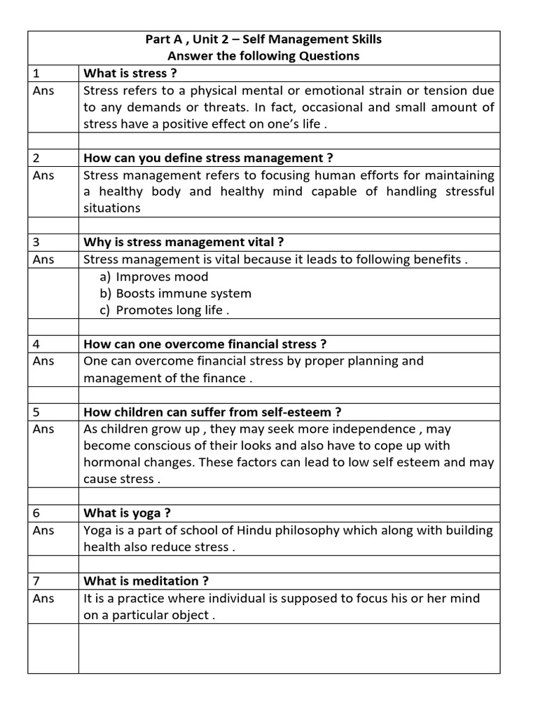 Essential Self Management Skills Guide | PDF | Goal | Stress Management