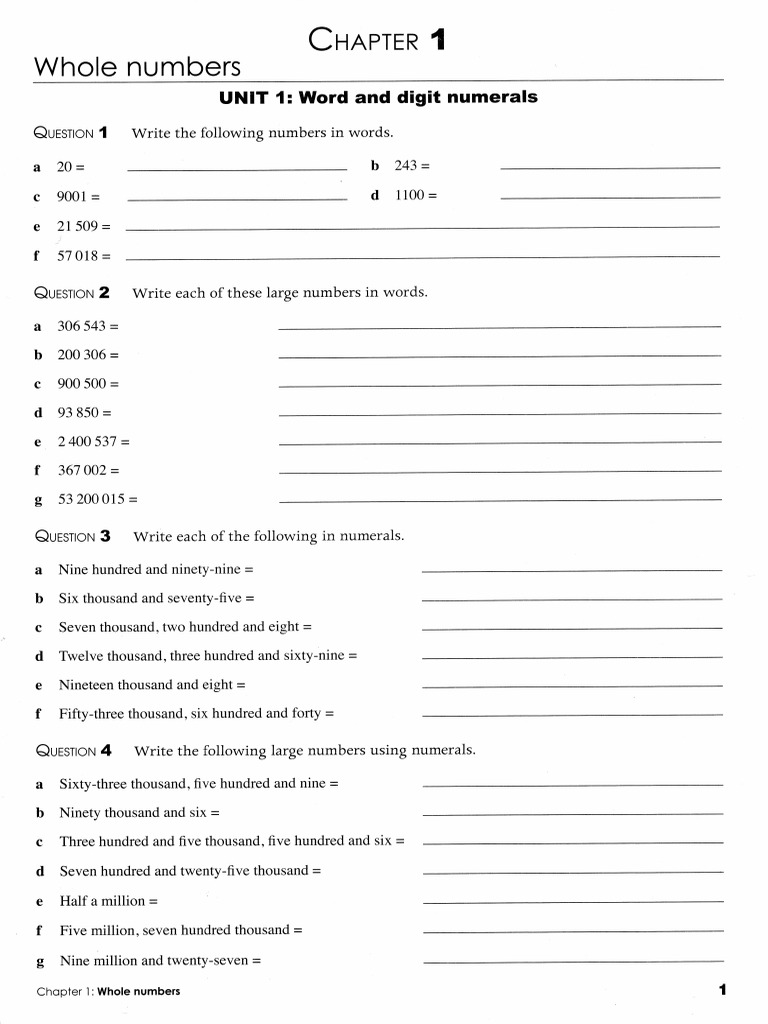 01. Whole Numbers | PDF | Mathematics | Arithmetic