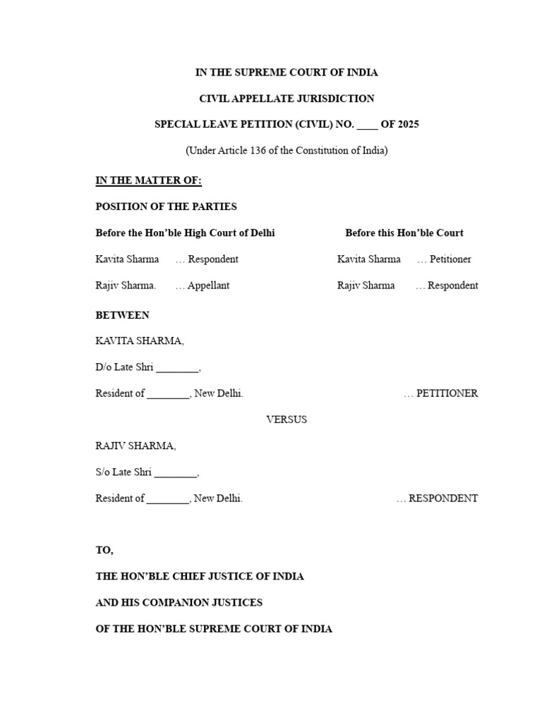 Arya Harikesh Sharma, Special Leave Petition, Task 1 | PDF | Judgment ...