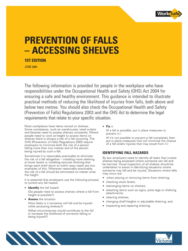 Prevention of Falls-Accessing Shelves | PDF | Forklift | Occupational ...