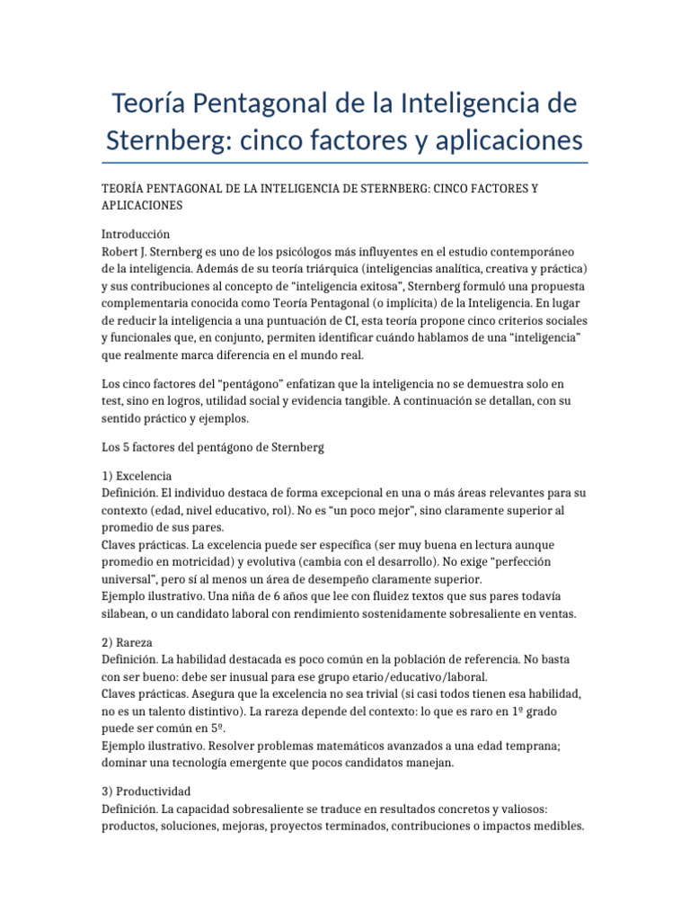Informe_Teoria_Pentagonal_Sternberg_comentada | PDF | Inteligencia ...