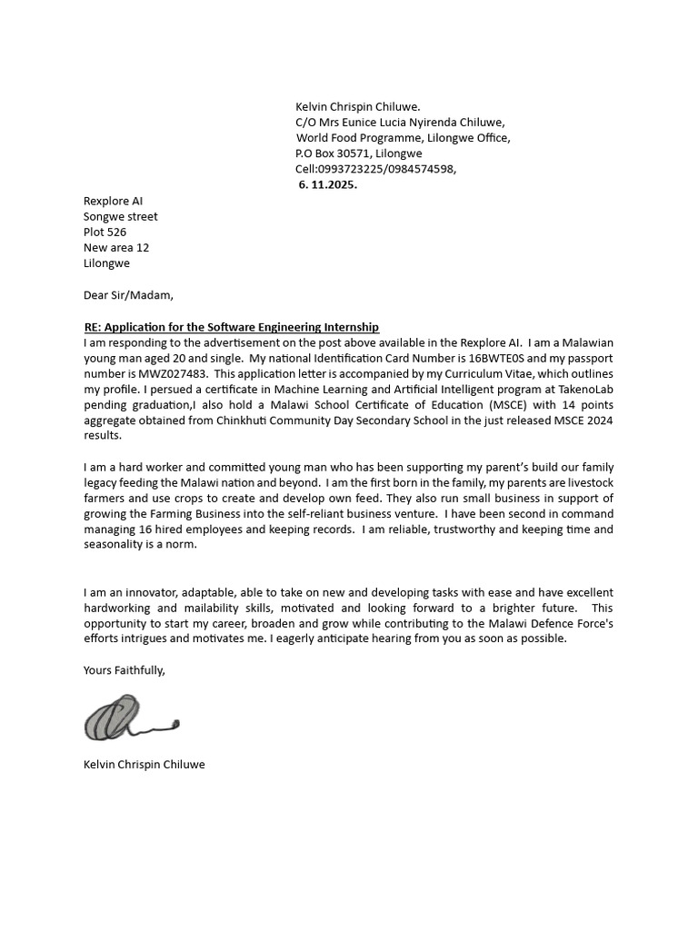 Kelvin Cover Letter 2025 | PDF