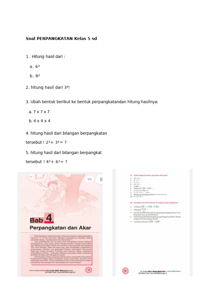Soal Perpangkatan Kelas 5 SD | PDF
