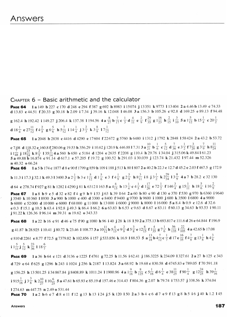 06. Basic arithmetic and the calculator - Answers | PDF
