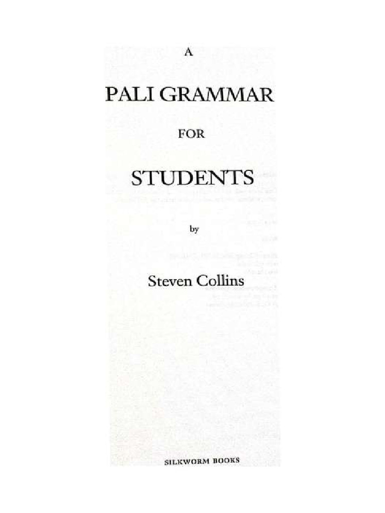 A Pali Grammar for Students Steven Collins | PDF