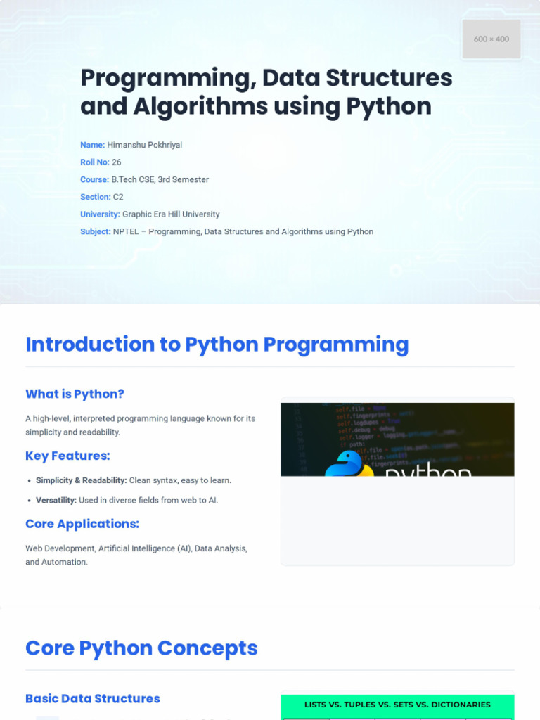 Python DSA Presentation (1) | PDF