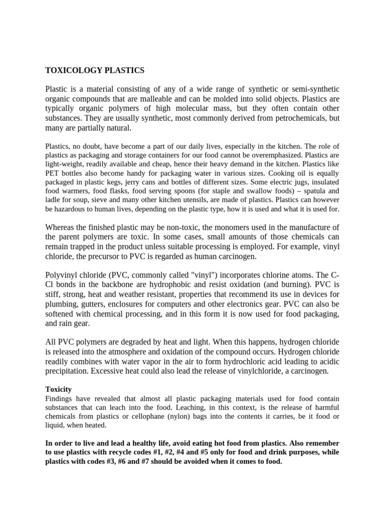 Toxicology Plastics - 114549 | PDF | Plastic | Botulinum Toxin