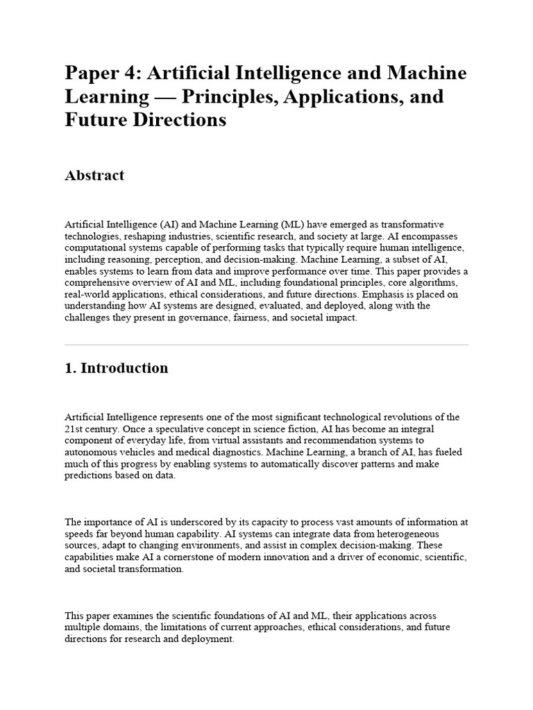 AI and ML: Principles and Applications | PDF | Machine Learning ...