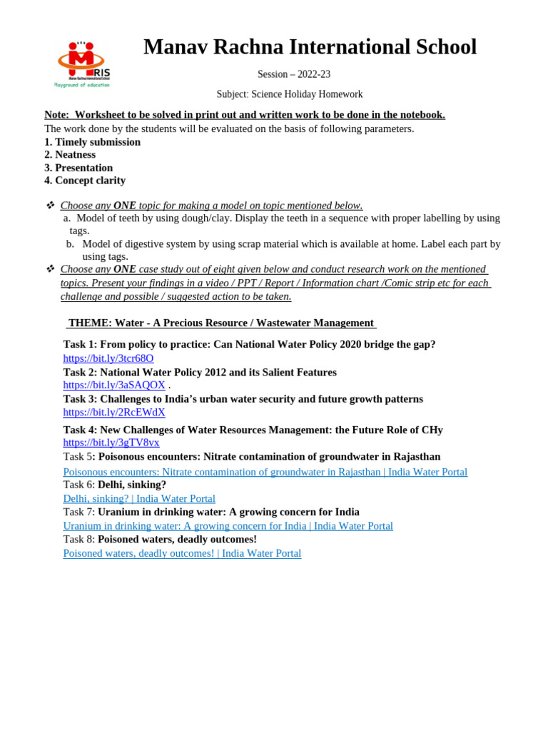 Grade Vii Science Holiday Homework 22-23 | PDF