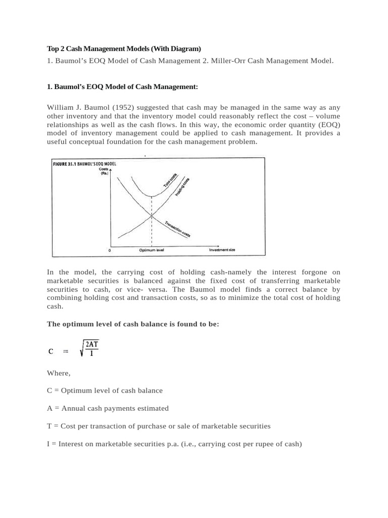 Cash Management Models for business prog.. | PDF | Cash | Interest